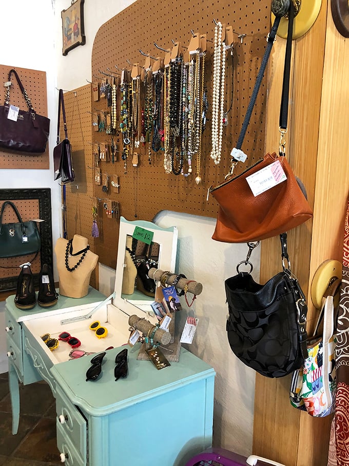 Jewelry and accessories transform from pegboard displays into potential style game-changers for any outfit.