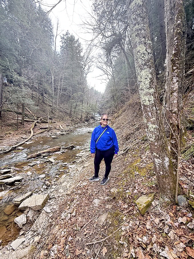 Even in early spring's bare-bones beauty, hikers find their happy place among fallen leaves and timeless streams—nature's version of comfort food.