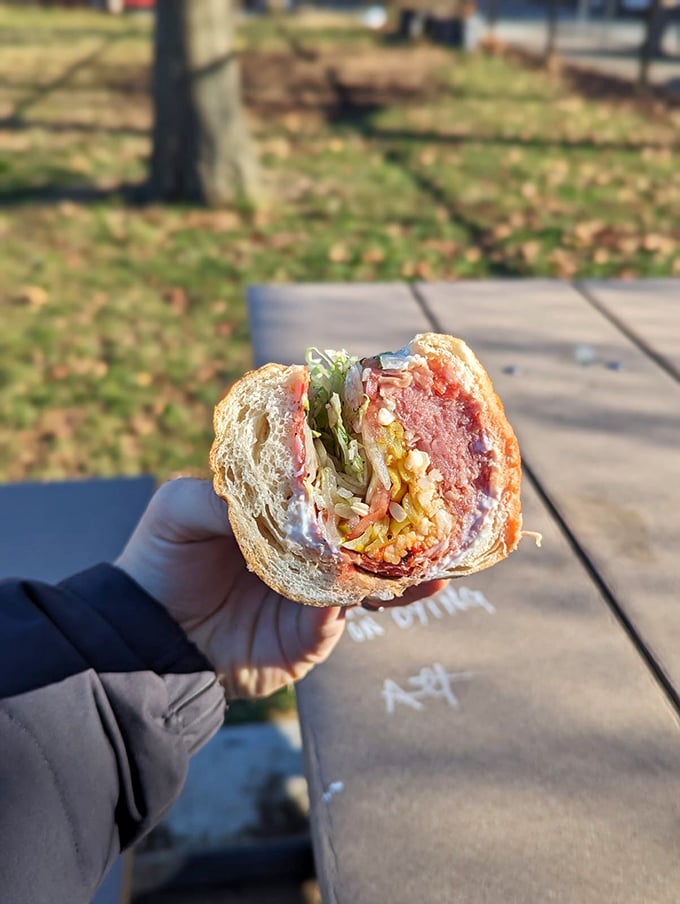 Lunch with a side of nostalgia – this perfectly wrapped package delivers more satisfaction than any modern "artisanal" creation ever could.