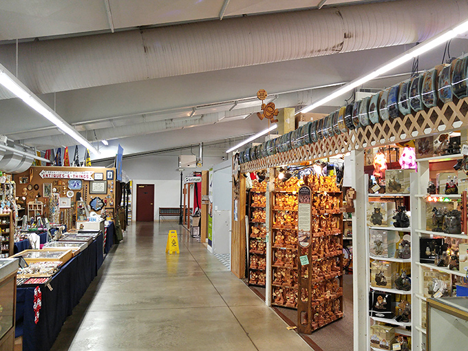 Antique materials section where history buffs discover tools and treasures from America's industrious past decades.