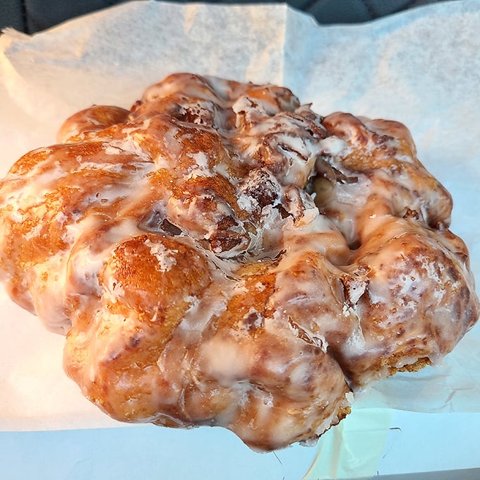 The apple fritter—nature's way of saying "you deserve something irregular and amazing." A beautiful mess of caramelized edges and apple-studded valleys.