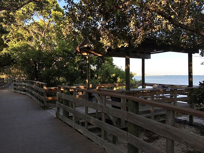 Beach pavilions that look like they were designed by someone who understood that shade in Florida isn't a luxury—it's survival equipment.