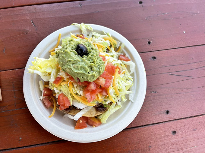 This tostada doesn't need a filter—just your immediate attention and the willingness to abandon all pretense of eating neatly.