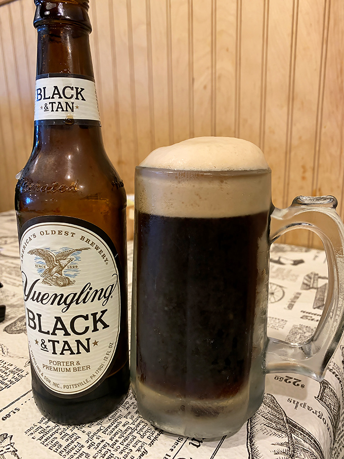 Yuengling Black & Tan – because great fried fish deserves an equally distinguished companion.