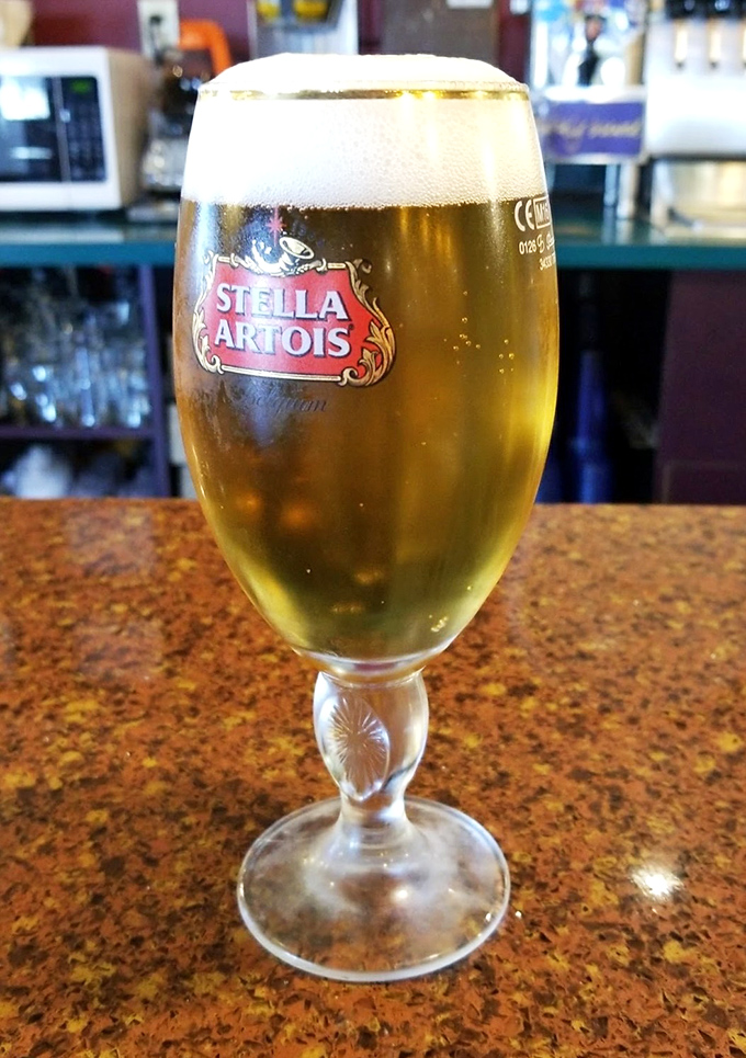 Nothing complements fried food like a cold one. This Stella Artois gleams like liquid gold in its signature chalice—the perfect palate cleanser.