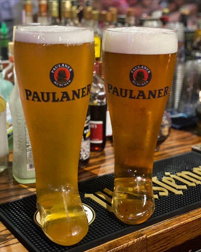 Two perfect pours of Paulaner – liquid gold that pairs beautifully with everything from pretzels to pierogies.