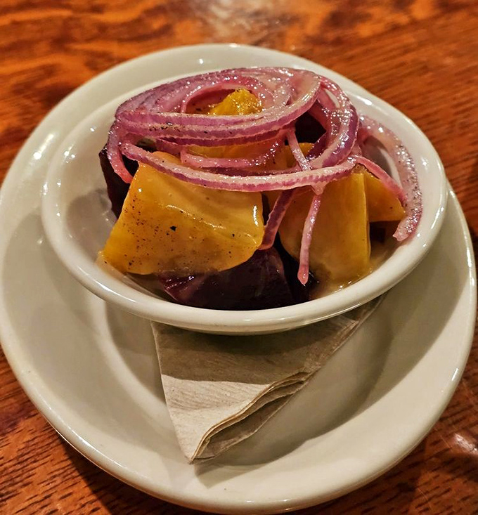 These pickled beets with red onions aren't just a side dish—they're a palette cleanser that prepares you for the next round of indulgence.