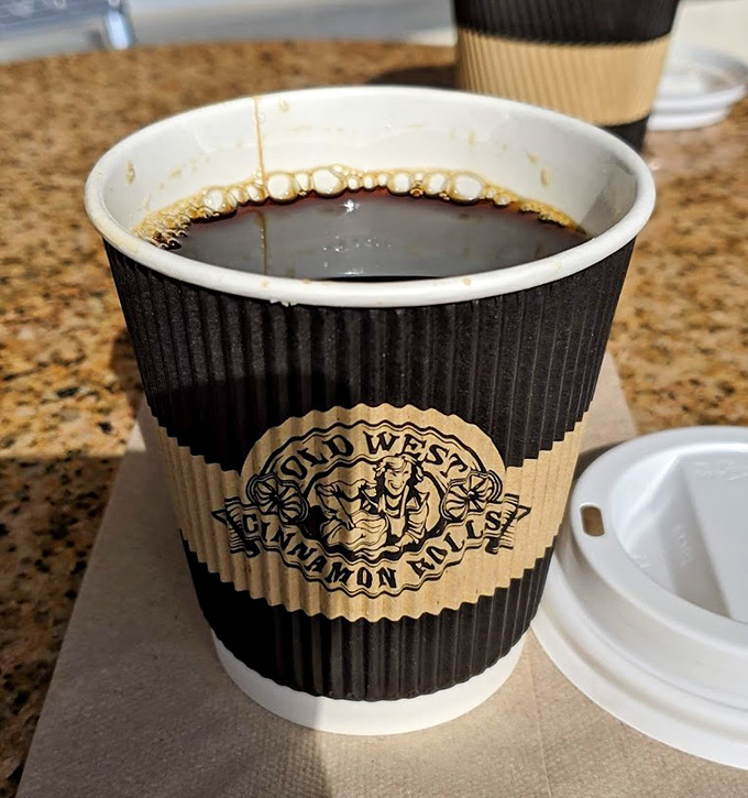 The perfect bitter counterpoint to sweet excess. This humble cup of coffee knows its supporting role in the cinnamon roll experience.