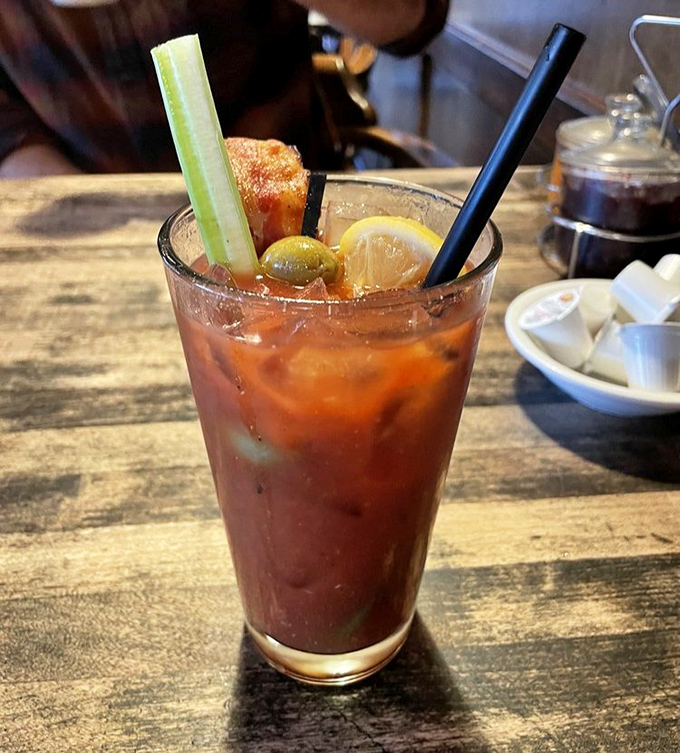 Their Bloody Mary arrives like a liquid salad – spicy, savory, and substantial enough to count as both beverage and appetizer course.