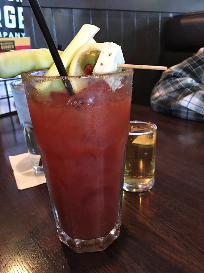 Not just a Bloody Mary—it's a liquid brunch accessory that comes with enough garnishes to count as its own food group.