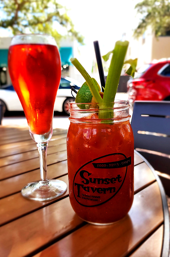 Their Bloody Mary comes armed with celery stalks like edible swizzle sticks—breakfast and cocktail hour colliding in the most delicious way.