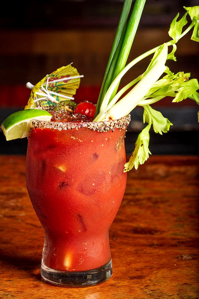 Not your average Bloody Mary—this garden-in-a-glass comes with enough garnish to count as a salad course. Brunch of champions!