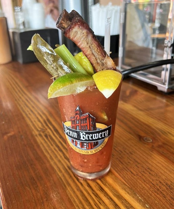 That's not just a Bloody Mary – it's a meal with a drinking problem, complete with its own bacon garnish.