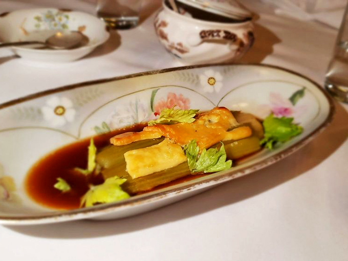 Who knew celery could dress up so fancy? This humble vegetable gets the star treatment with Hootenanny cheese and Madeira sauce, proving vegetables can party too.