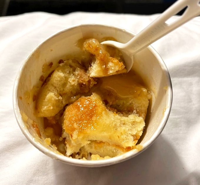 Bread pudding that makes you question why you saved room for dessert instead of ordering another plate of brisket. Sweet redemption in a cup.
