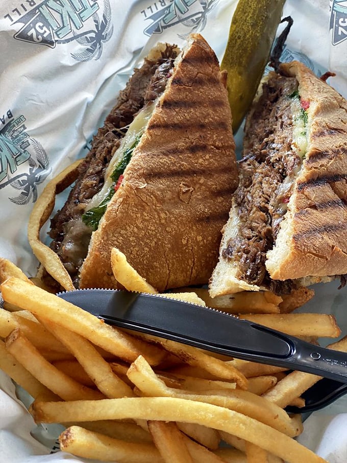 The brisket panini: where slow-cooked meat meets hot-pressed bread in a sandwich romance so perfect it deserves its own Nicholas Sparks adaptation.