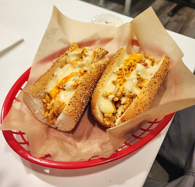 Buffalo chicken cheesesteak: where spicy Buffalo sauce meets melty cheese in a sandwich romance that was clearly meant to be.