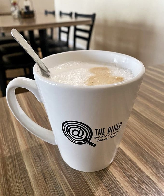 Coffee served in their signature mug – because even caffeine deserves proper presentation and hometown pride.