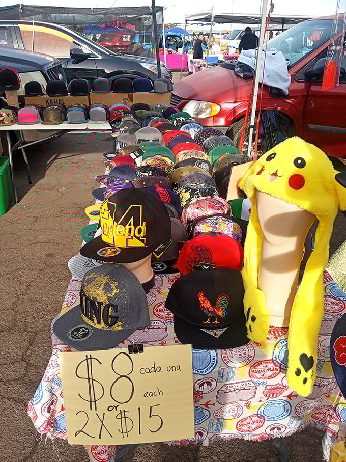 Baseball caps galore, because you never know when you'll need to represent a team you've never heard of.