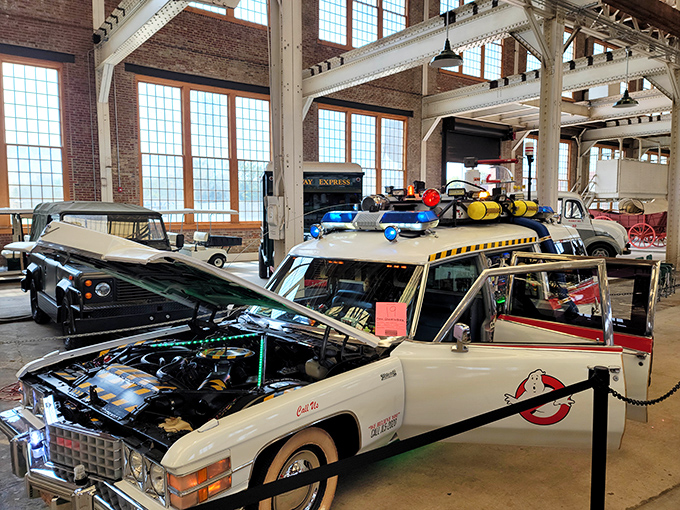 The Ghostbusters would approve of this pristine Ecto-1 replica, parked among other automotive treasures that showcase America's love affair with the automobile.
