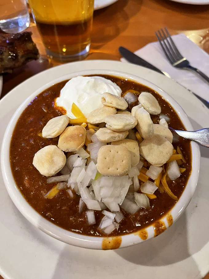 This isn't just chili – it's a warm Chicago hug in a bowl, topped with all the fixings and ready to fortify you against winter's worst.