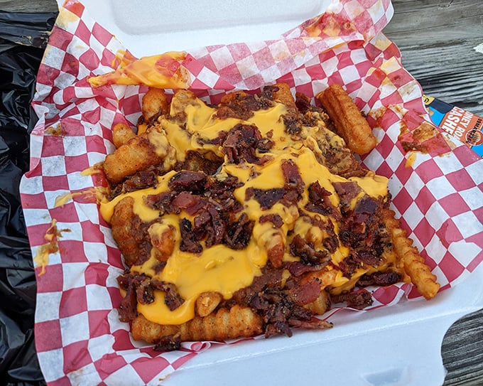 Chili cheese fries that look like edible abstract art – Jackson Pollock would've traded his paintbrush for a fork.