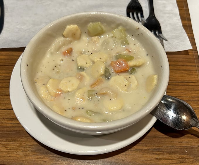 This clam chowder isn't just soup – it's a creamy hug in a bowl, packed with tender clams and vegetables that taste like they were harvested this morning.