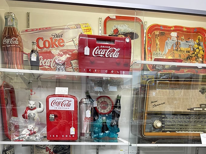 The Coca-Cola shrine—where soda memorabilia reminds us of a time when "sharing a Coke" meant passing an actual bottle.