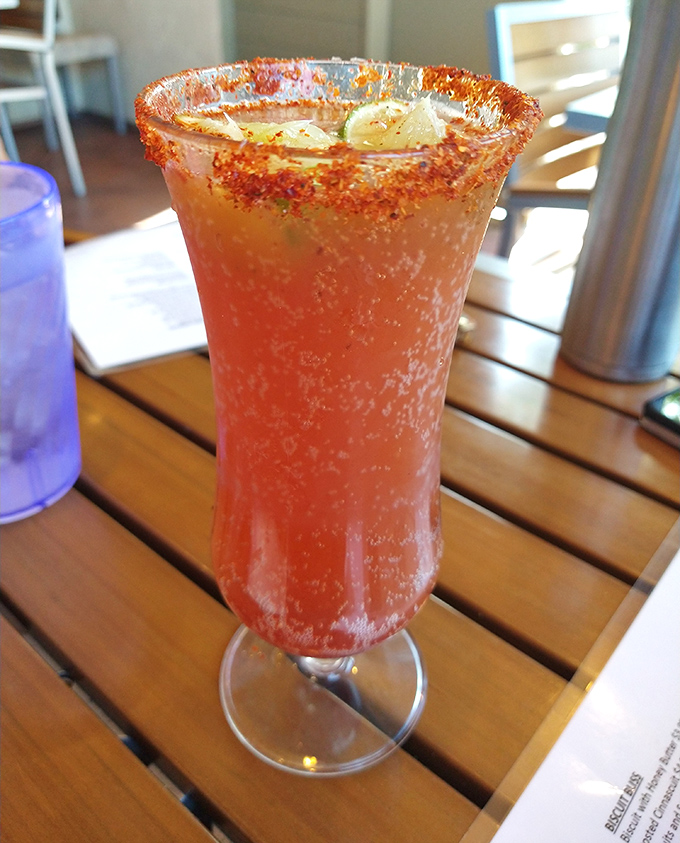 That spicy rim isn't just for show—this Bloody Mary packs enough flavor and kick to make your Sunday brunch feel like a celebration.