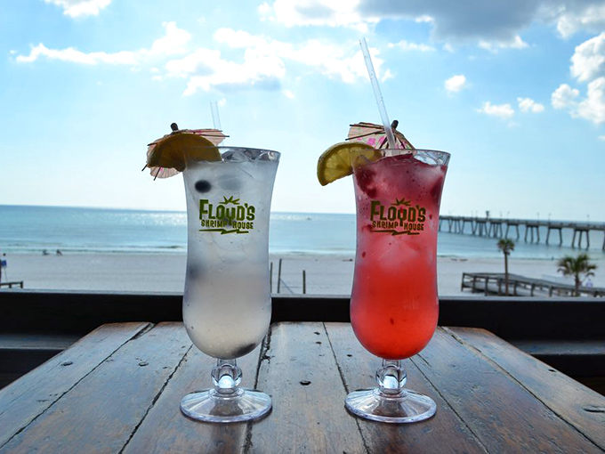 Tropical cocktails with a view that rivals the drinks themselves – the perfect companions for watching Gulf sunsets.