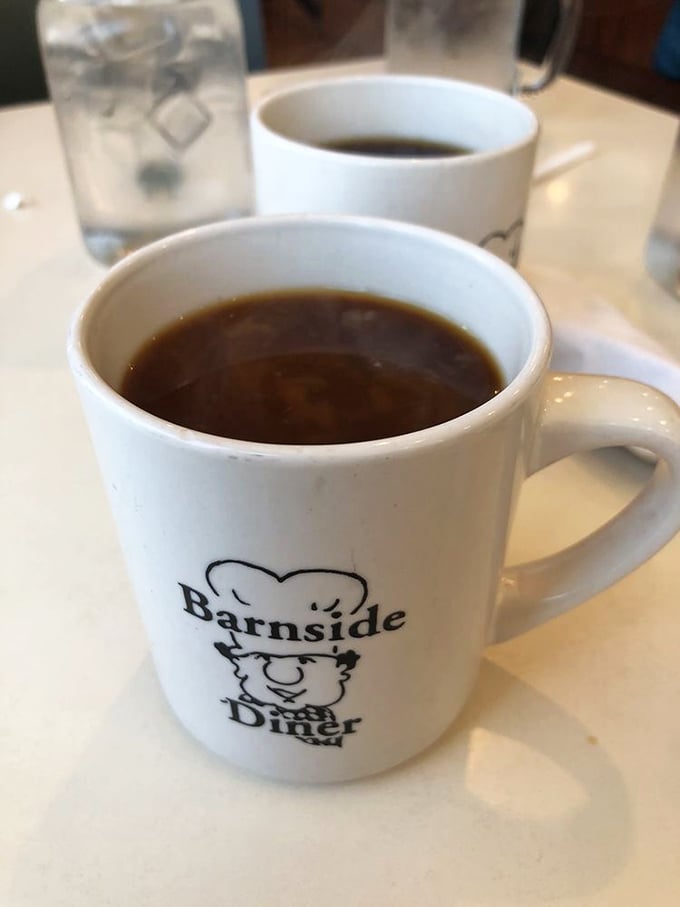 That first sip of diner coffee—strong, honest, and served in a mug that feels like an old friend welcoming you back. 