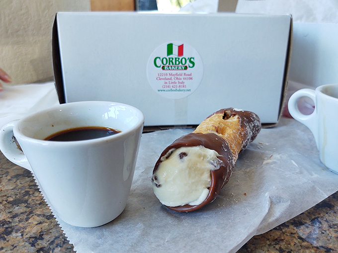 The perfect Italian power couple: a shot of espresso alongside a chocolate-dipped cannoli. Name a more iconic duo. I'll wait.