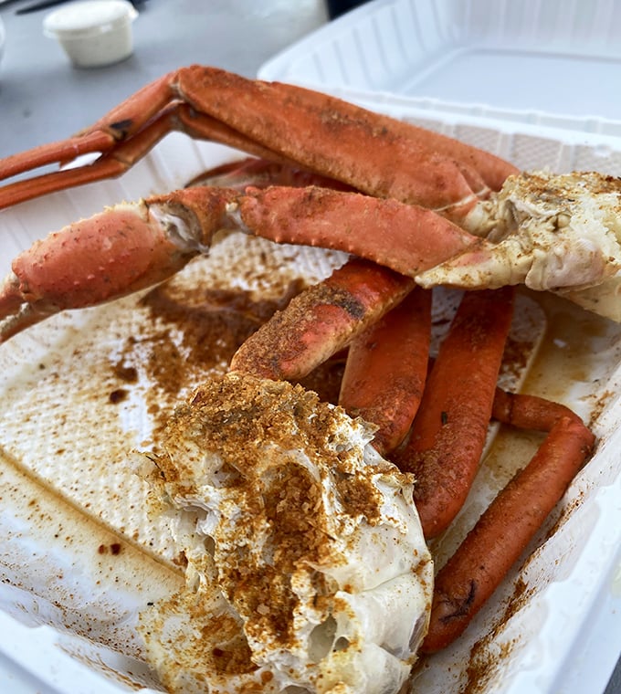 Snow crab legs dusted with Old Bay—nature's perfect design for making you work just hard enough to appreciate the sweet reward inside.