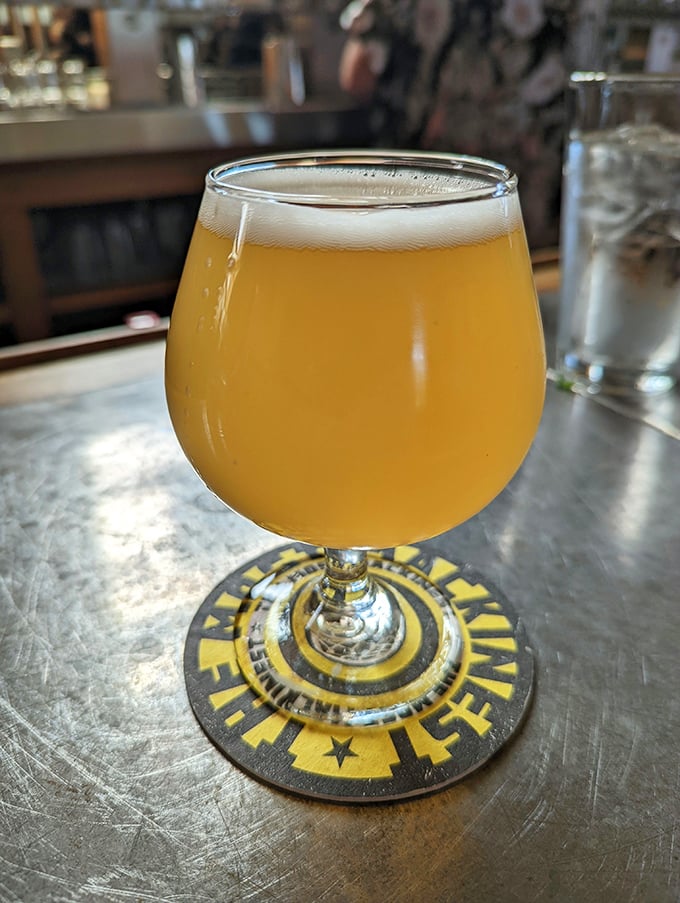 Liquid gold in a glass! This hazy craft beer practically glows with promise, offering a perfect counterpoint to the Union's rich comfort foods.