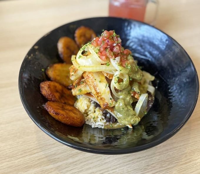 A Cuban Bowl that transports you to Havana without the airfare—rice, beans, and plantains creating a vacation in every bite.