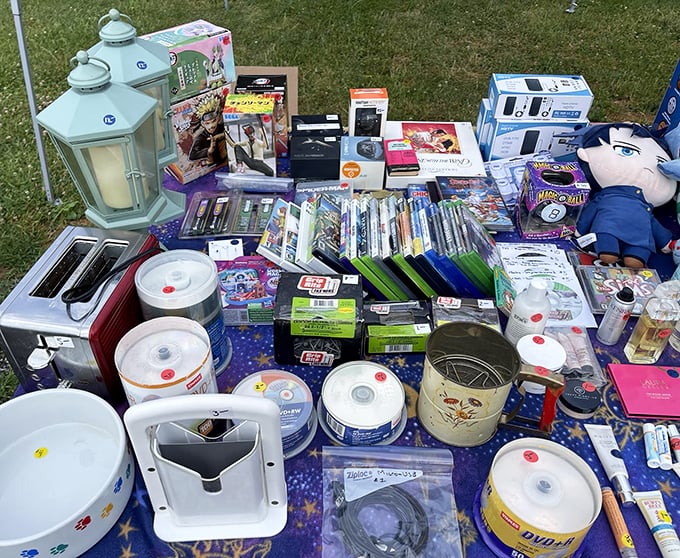 One person's random household items are another's perfect finds. DVDs, toasters, and mysterious gadgets await their second chance at usefulness.