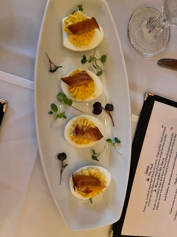 These aren't your grandmother's deviled eggs – unless your grandmother was a culinary genius with an eye for elegant presentation.
