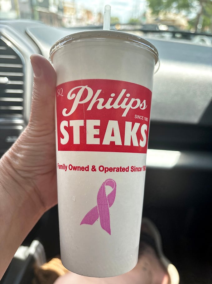Even the cups at Philip's sport the iconic branding—a reminder you're experiencing a genuine Philadelphia institution with every sip.