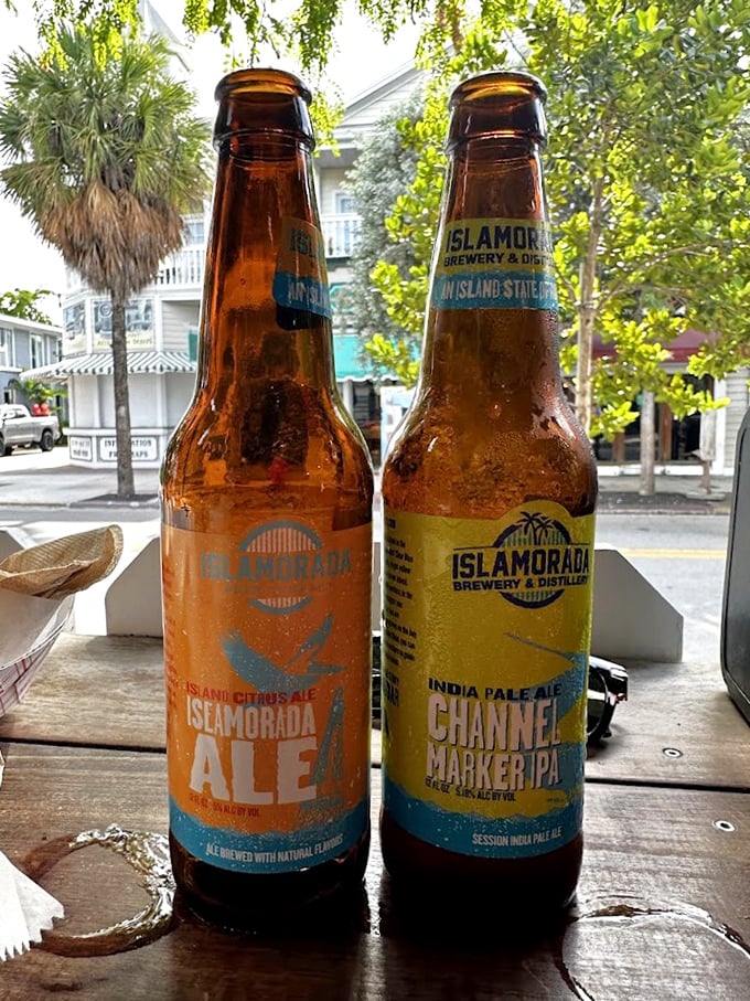 Florida sunshine in a bottle—local brews from Islamorada Brewery that pair with seafood like Jimmy Buffett pairs with Key West.