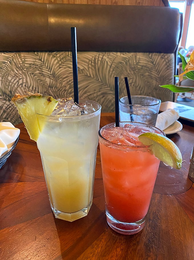 Vacation in a glass! These colorful cocktails are the liquid equivalent of a perfect California sunset.