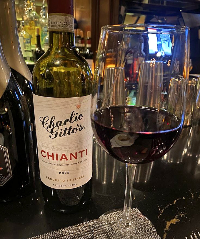 Charlie Gitto's house Chianti – because what's an Italian feast without a glass of something that makes you gesticulate more expressively with each sip?