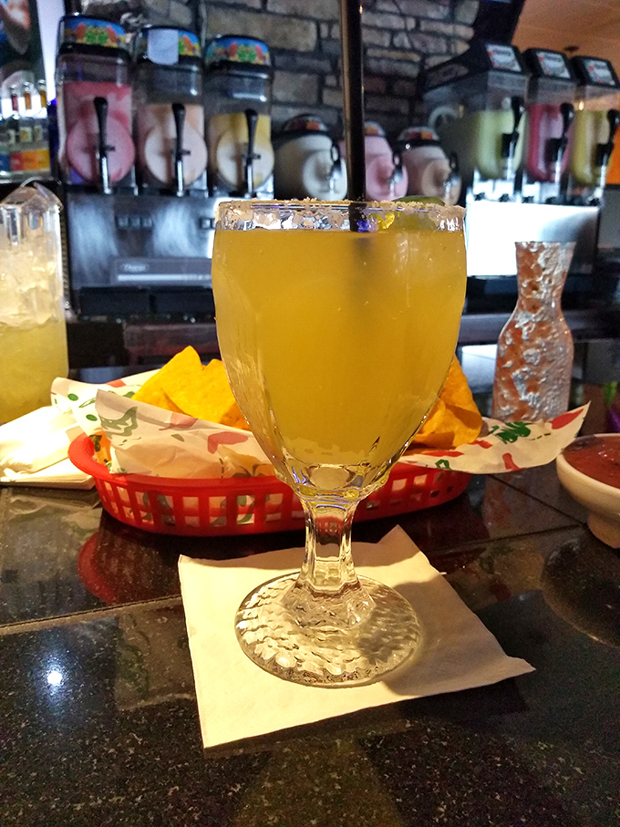 This isn't just a margarita—it's liquid sunshine in a salt-rimmed glass. Paired with those house-made chips, it's the perfect start to your Mexican feast.
