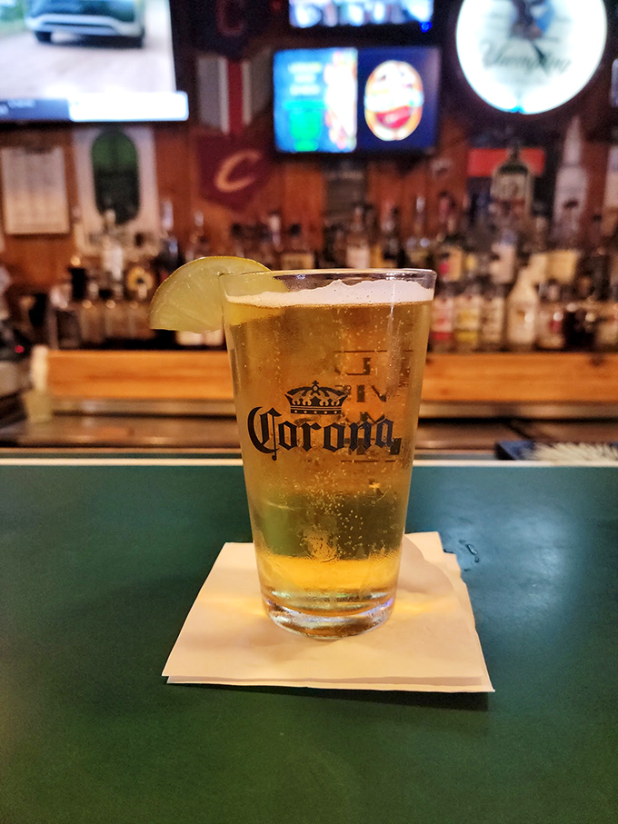 A cold Corona with lime at the bar – because sometimes the simplest pleasures are the perfect prelude to culinary adventures.