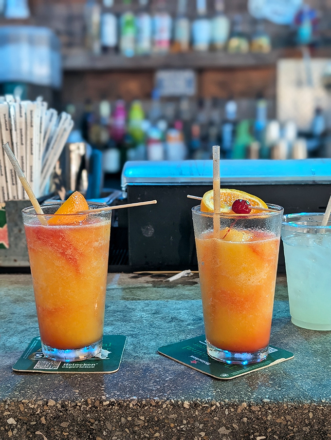 Colorful drinks in the Florida sunshine—because nothing says "I'm on island time" like a cocktail that matches the Gulf Coast sunset.