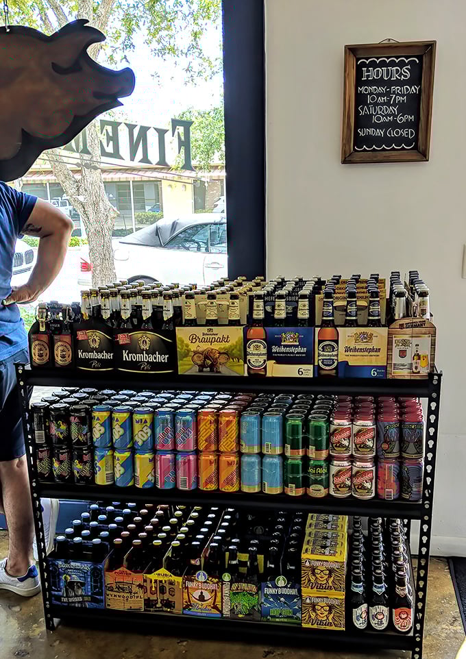 The drink selection rivals the meat counter in thoughtfulness—craft beers and sodas that pair with sausages like Fred paired with Ginger.