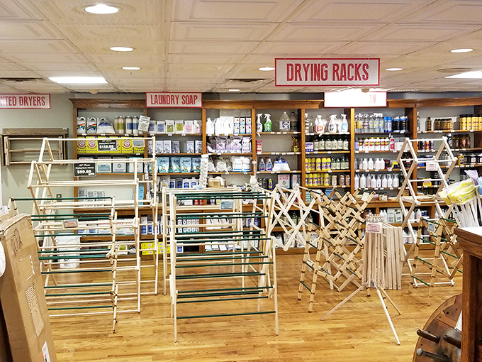 Wooden drying racks stand at attention, ready to rescue modern laundry from the tyranny of electric dryers.
