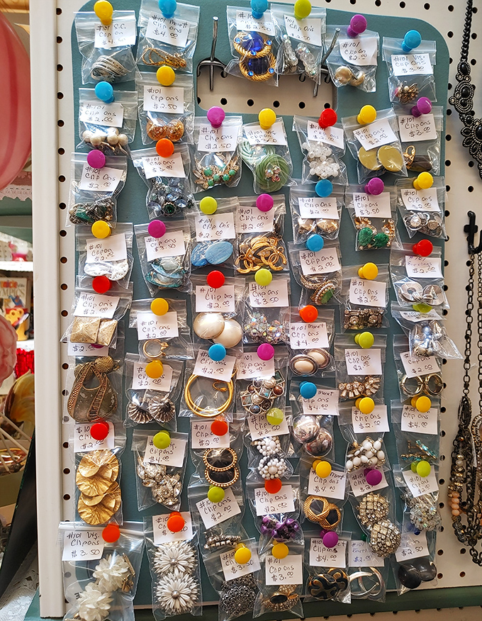 Tiny treasures with big personality—each bagged and tagged earring set represents someone's former statement piece, ready for its comeback tour.