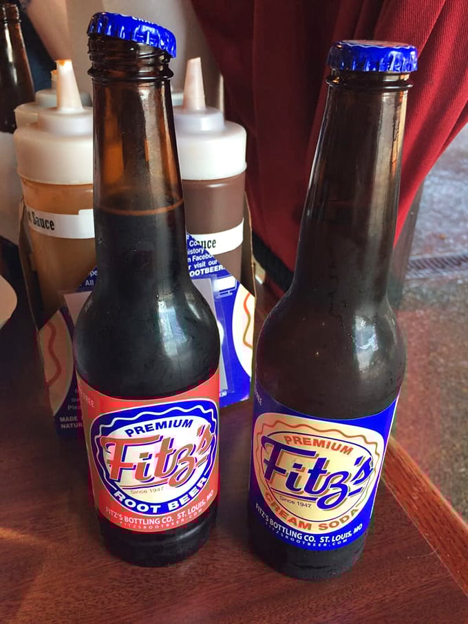 Fitz's root beer, St. Louis' liquid treasure, standing at attention like soldiers ready to battle the spice and cut through the richness of smoked meat.