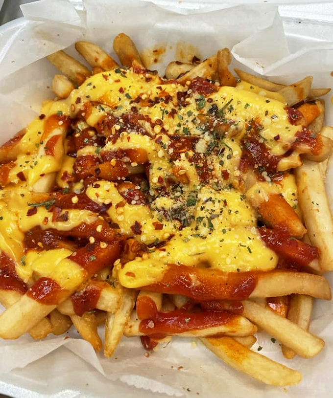 These aren't just cheese fries – they're a masterclass in the art of comfort food, where sauce and cheese create a harmonious duet.