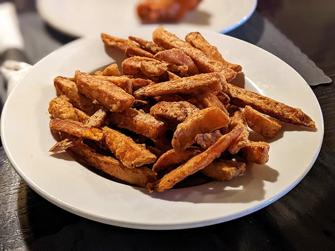 Sweet potato fries – the side dish that thinks it's a dessert. Crispy, sweet, and utterly irresistible, like potato candy that's somehow good for the soul.